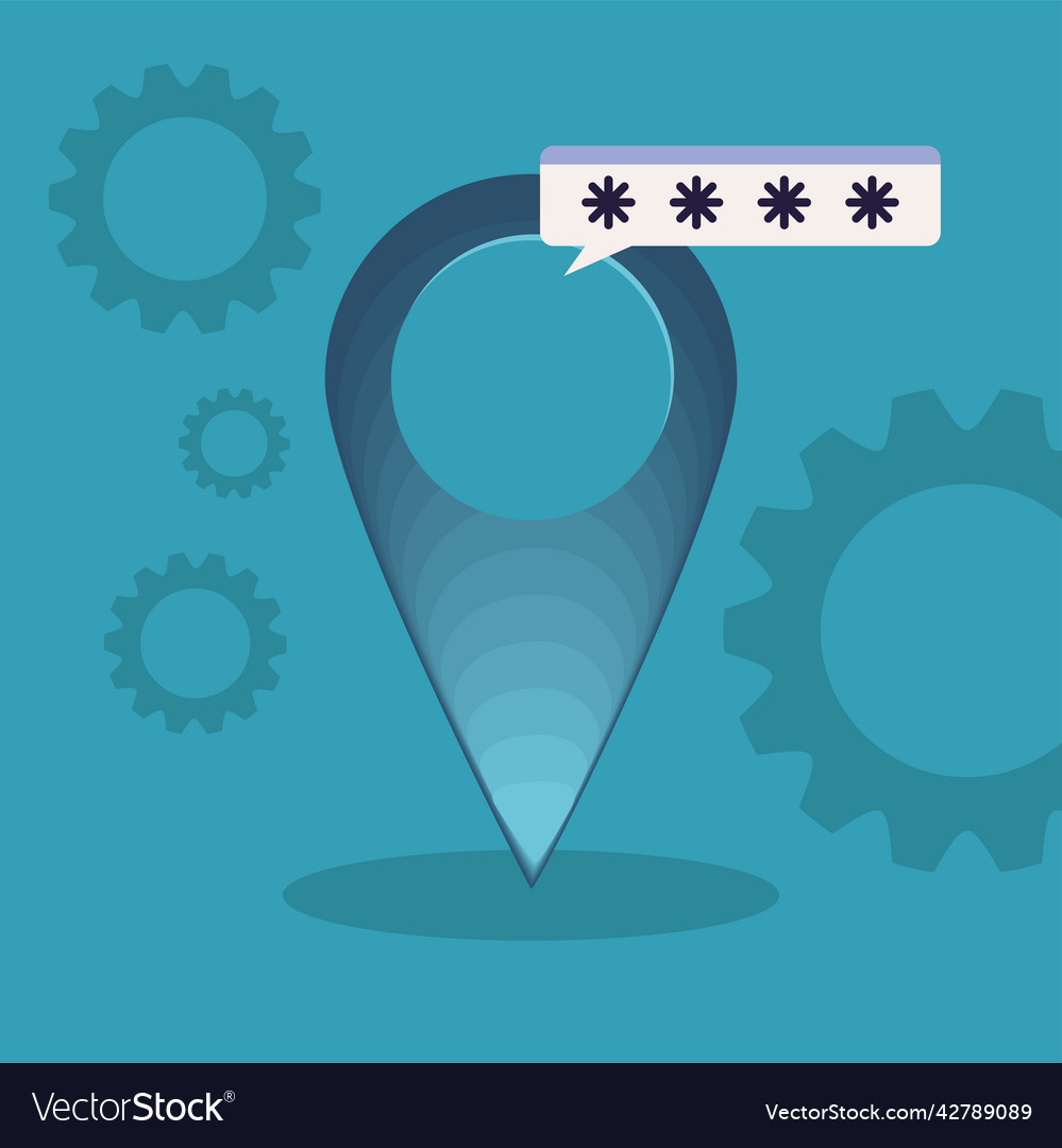 Cybersecurity location pointer Royalty Free Vector Image
