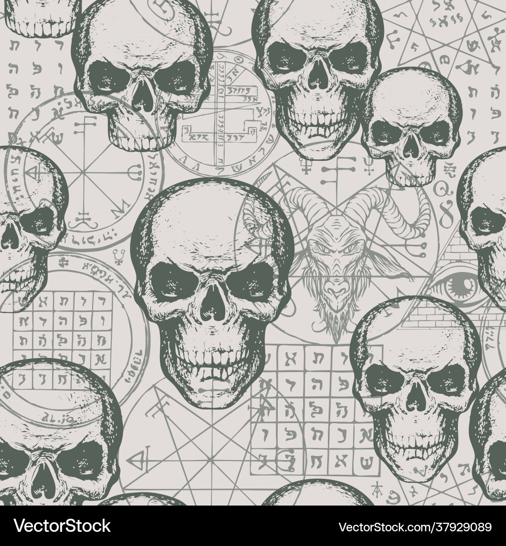 Hand-drawn seamless pattern on occult theme Vector Image