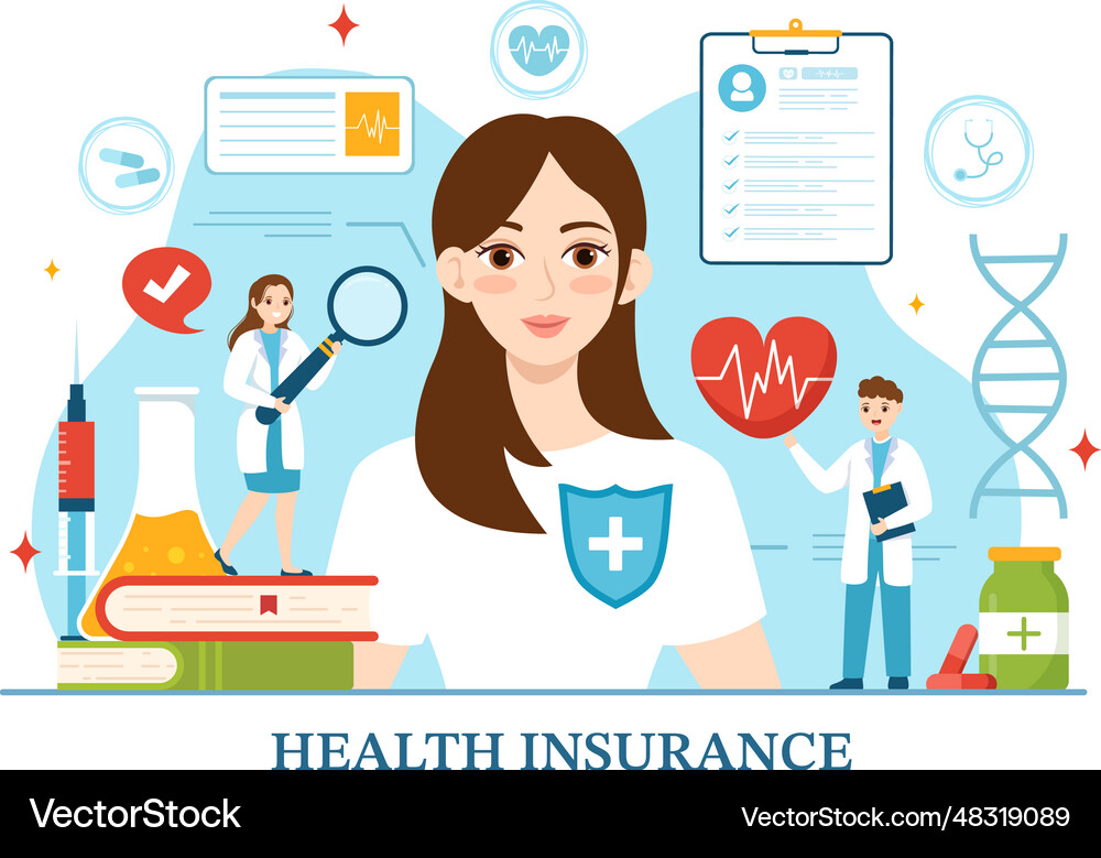 Health insurance with medical document form Vector Image