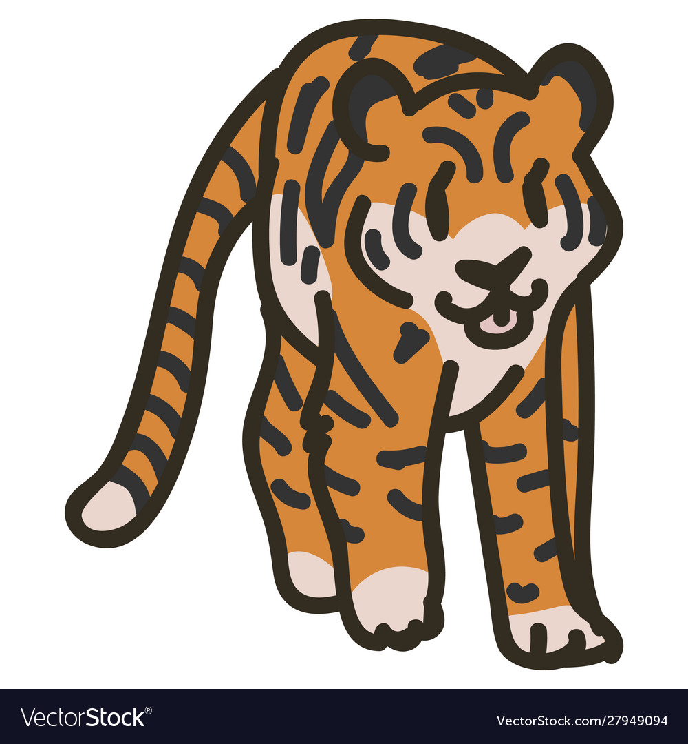 Adorable cartoon tiger clip art safari animal Vector Image