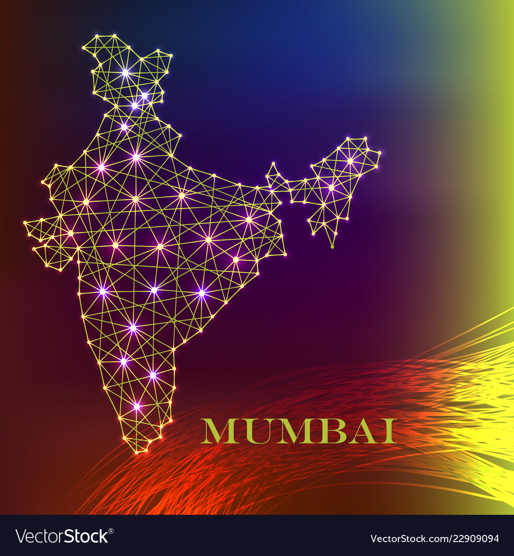 India map of polygonal mosaic lines rays Vector Image India map of polygonal mosaic lines rays Vector Image