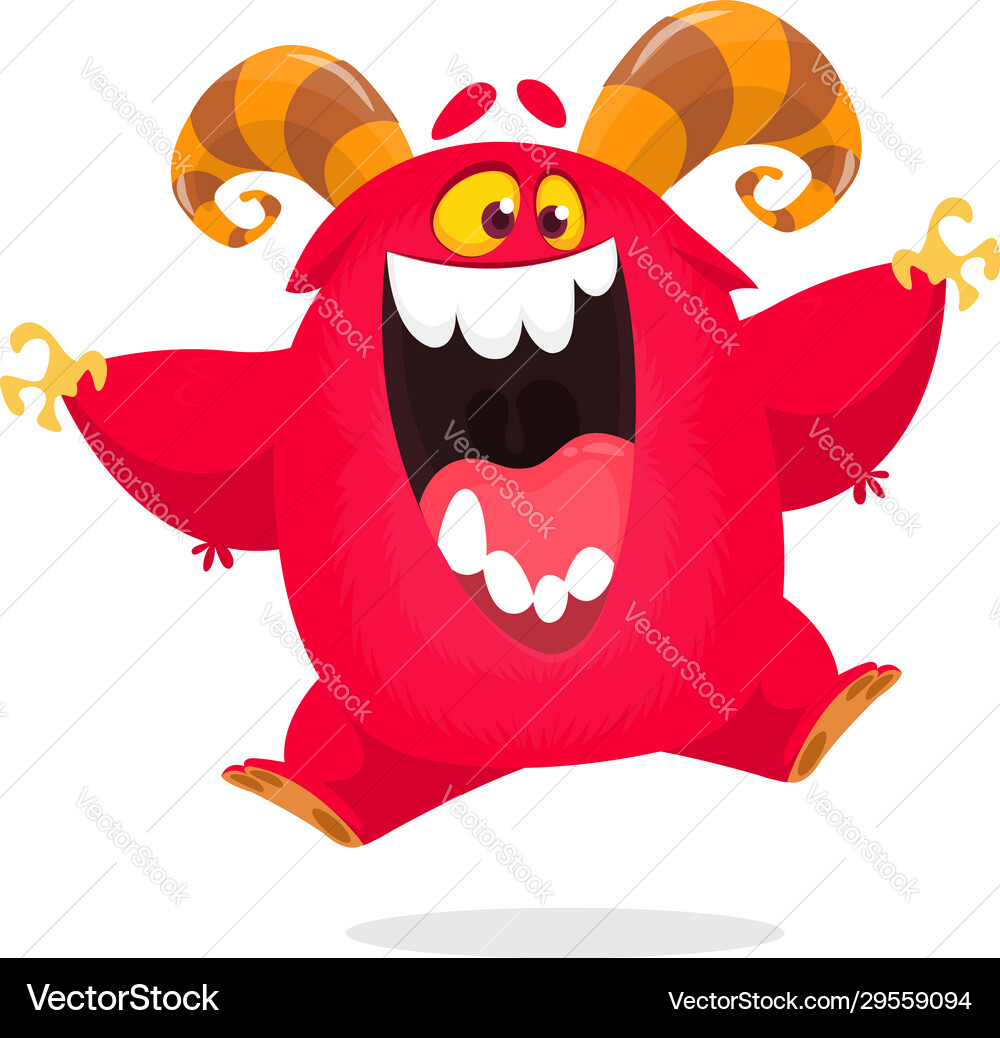 Jumping tiny monster character cartoon Royalty Free Vector