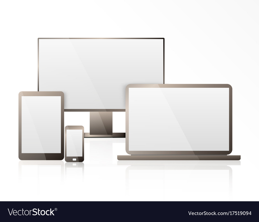 Realistic computer laptop tablet and mobile Vector Image