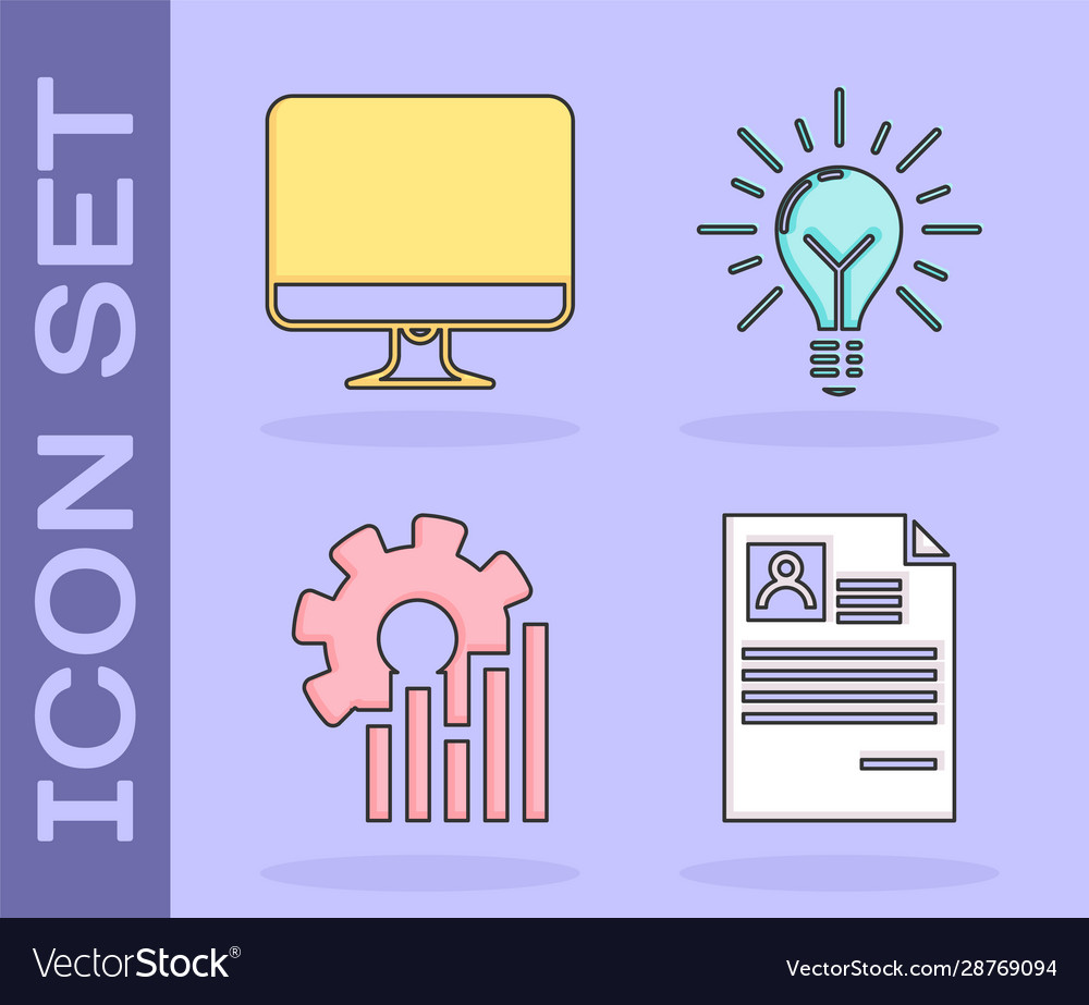 Set resume computer monitor screen pie chart Vector Image