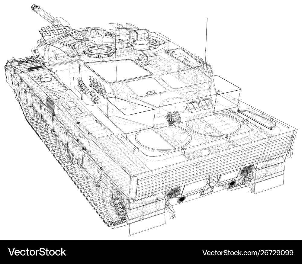 Army tank technical wire-frame Royalty Free Vector Image