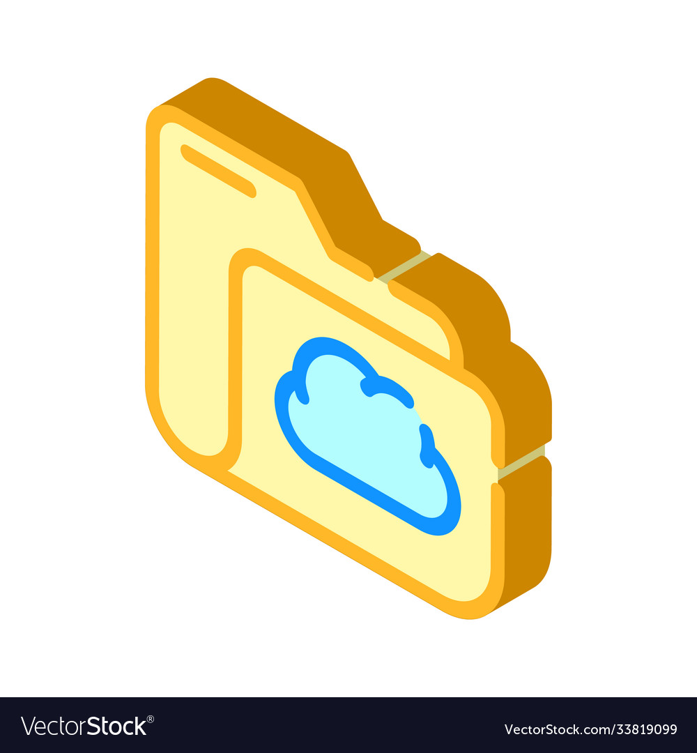 Computer folder cloud storage isometric icon Vector Image