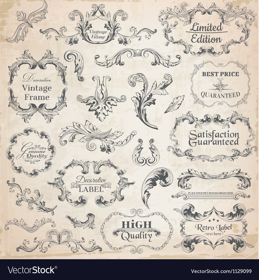 Set calligraphic design elements Royalty Free Vector Image