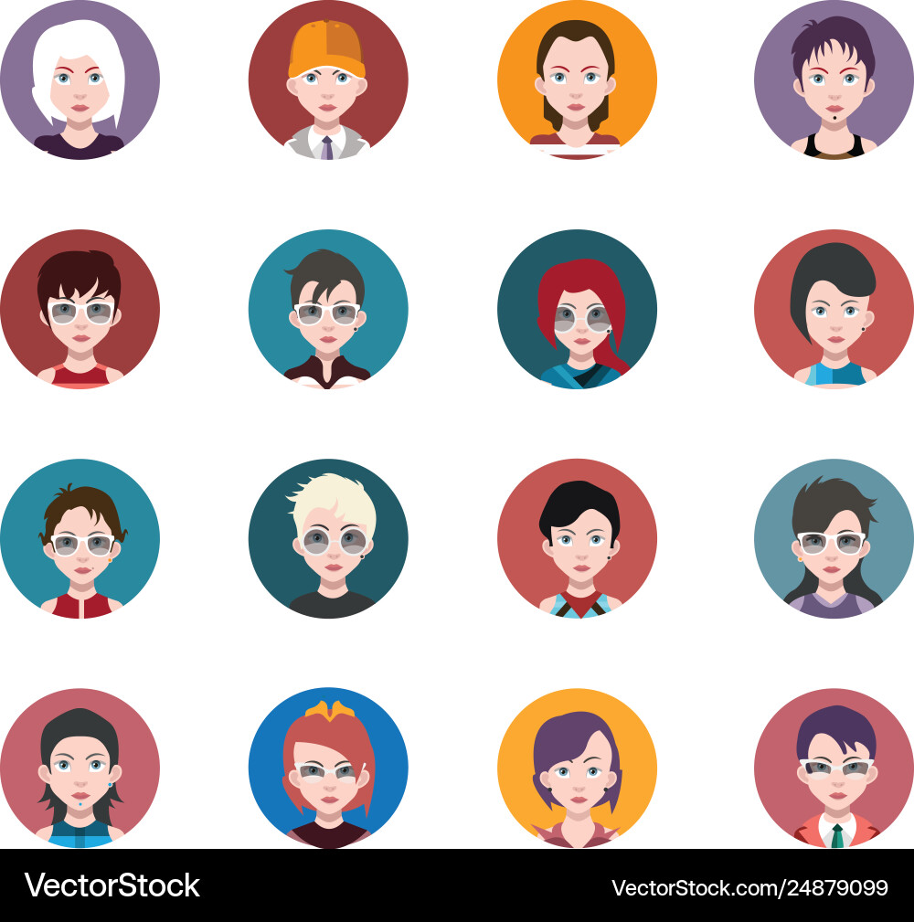 Set colorful avatars characters Royalty Free Vector Image