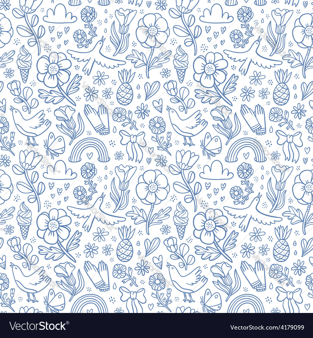 Summertime blue seamless pattern Royalty Free Vector Image