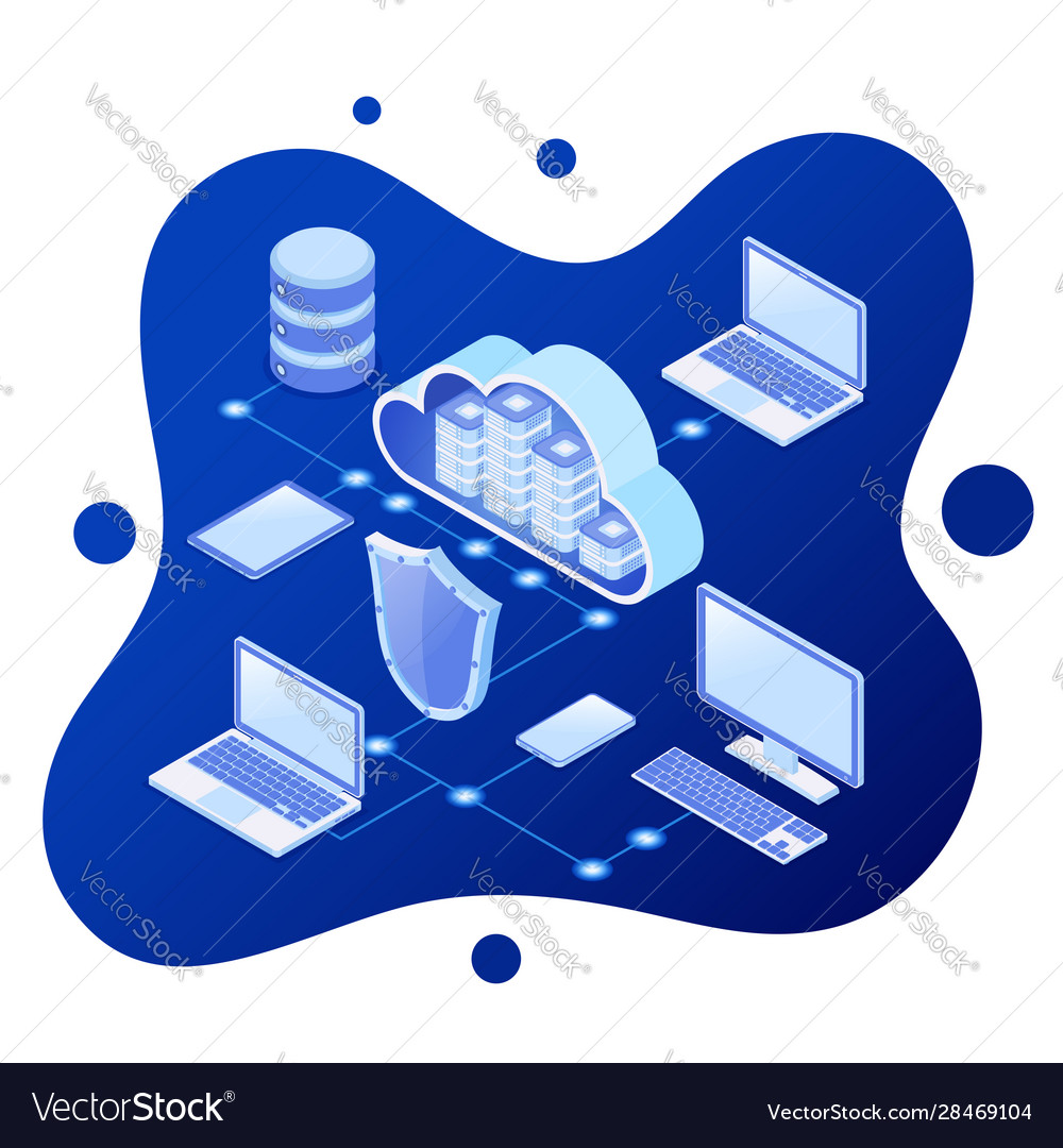Cloud Computing Technology Isometric Royalty Free Vector
