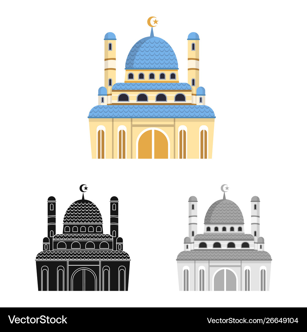 Design mosque and church icon set Royalty Free Vector Image