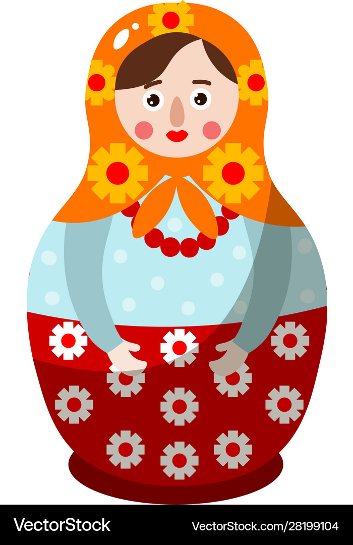 Nesting doll in colorful costume with flower Vector Image