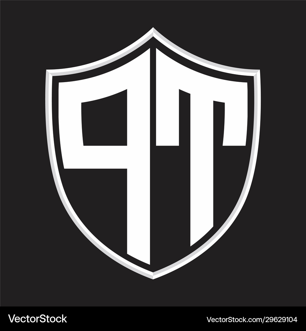 Pt logo monogram with shield shape isolated Vector Image