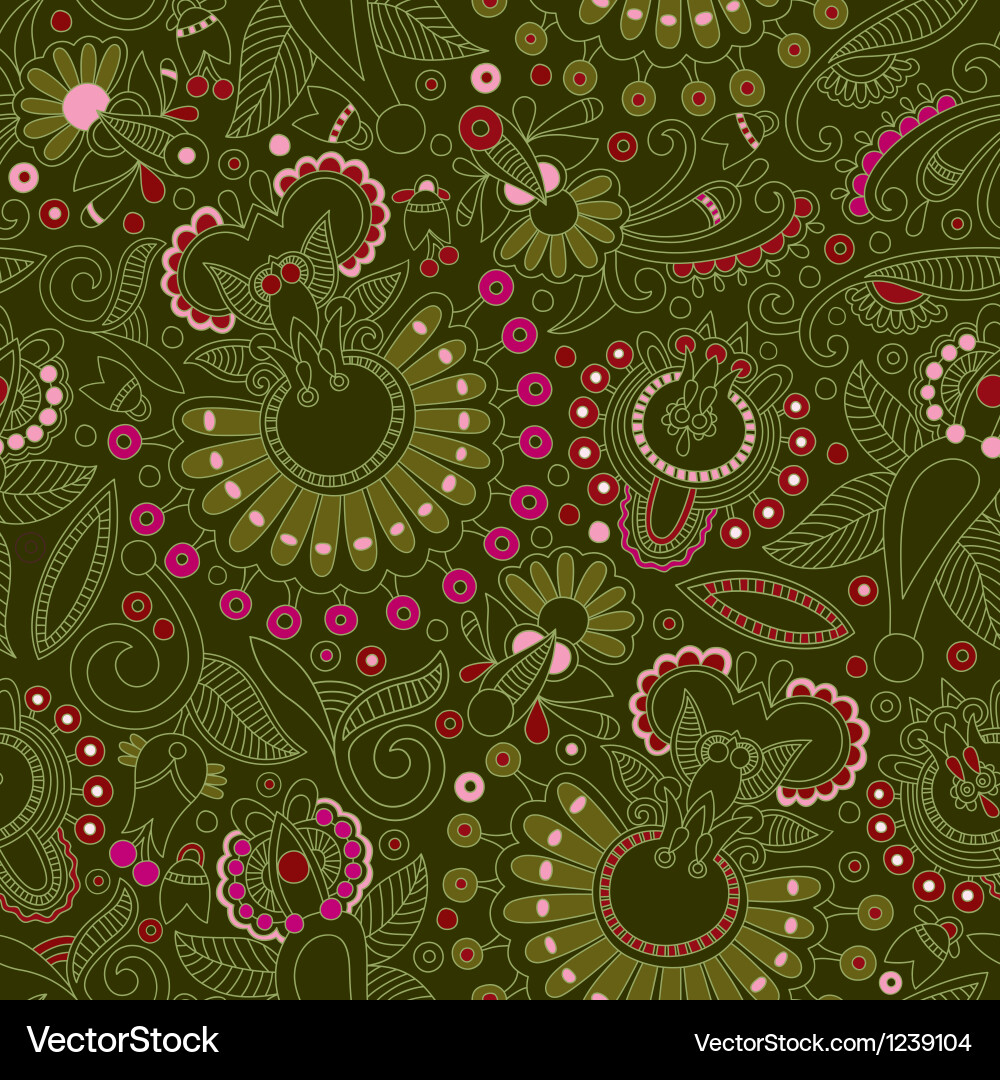 Seamless flower paisley design background Vector Image