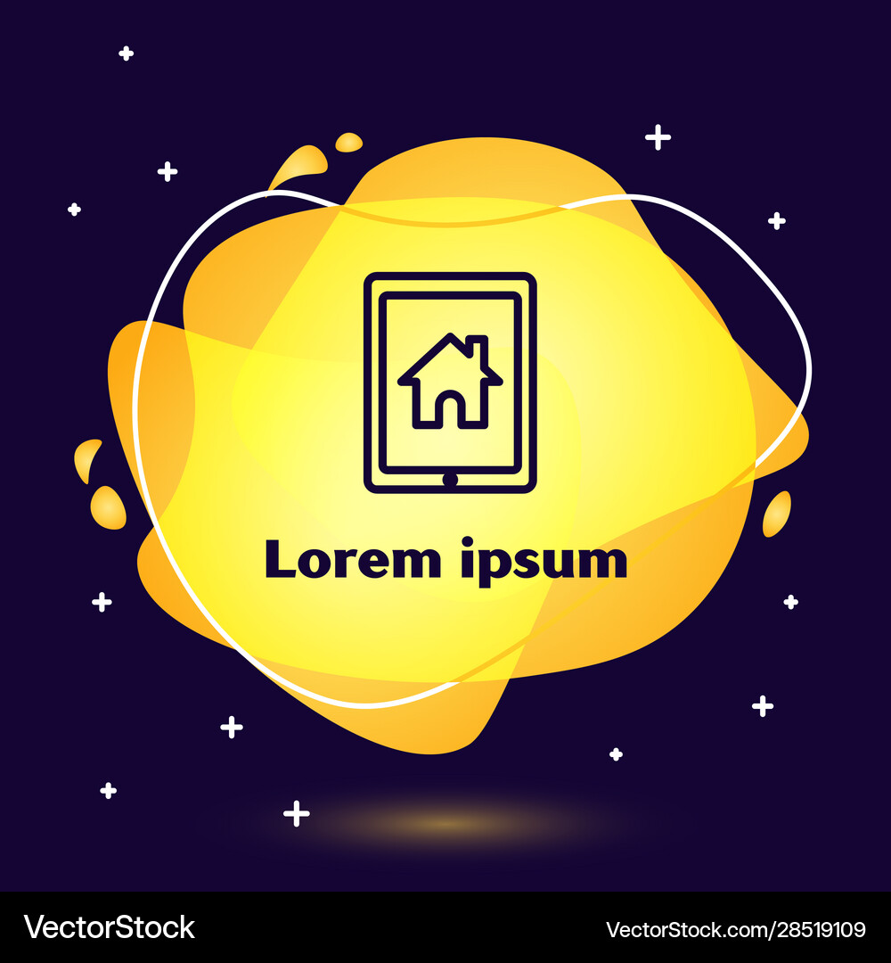 Black line tablet and smart home icon isolated Vector Image
