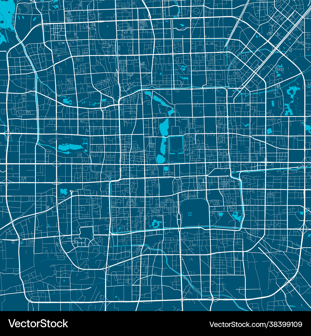 Detailed map beijing city linear print map Vector Image