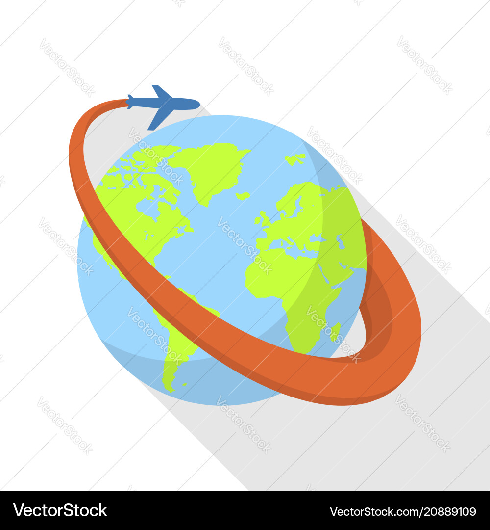 Global airplane icon flat style Royalty Free Vector Image