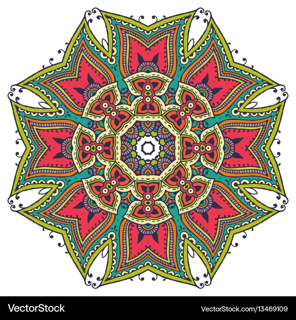 Mandala pattern of henna floral elements Vector Image