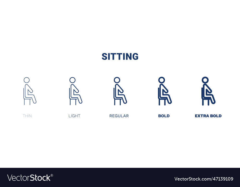 Sitting icon thin light regular bold black Vector Image