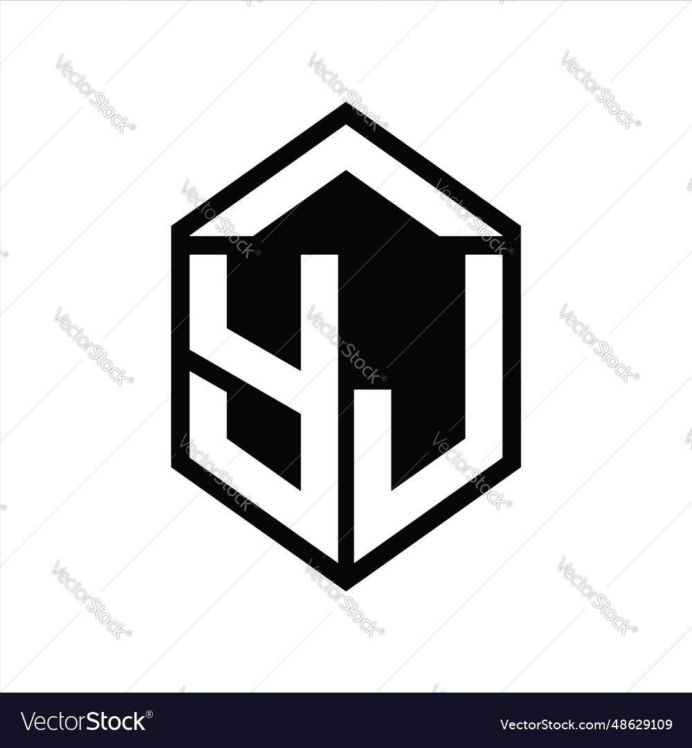 Yj letter logo monogram simple hexagon shield Vector Image