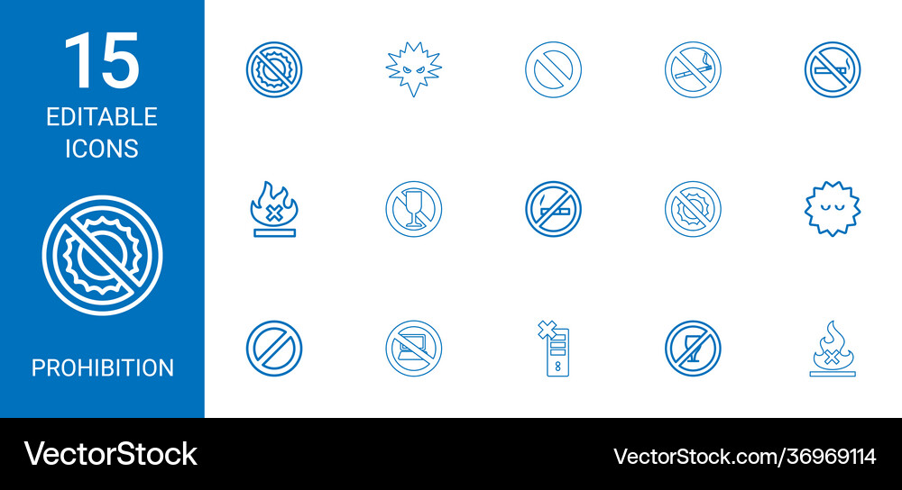 15 prohibition icons Royalty Free Vector Image