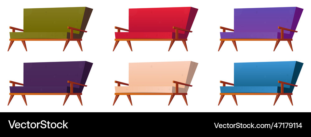 Cartoon sofa and couches collection isolated Vector Image