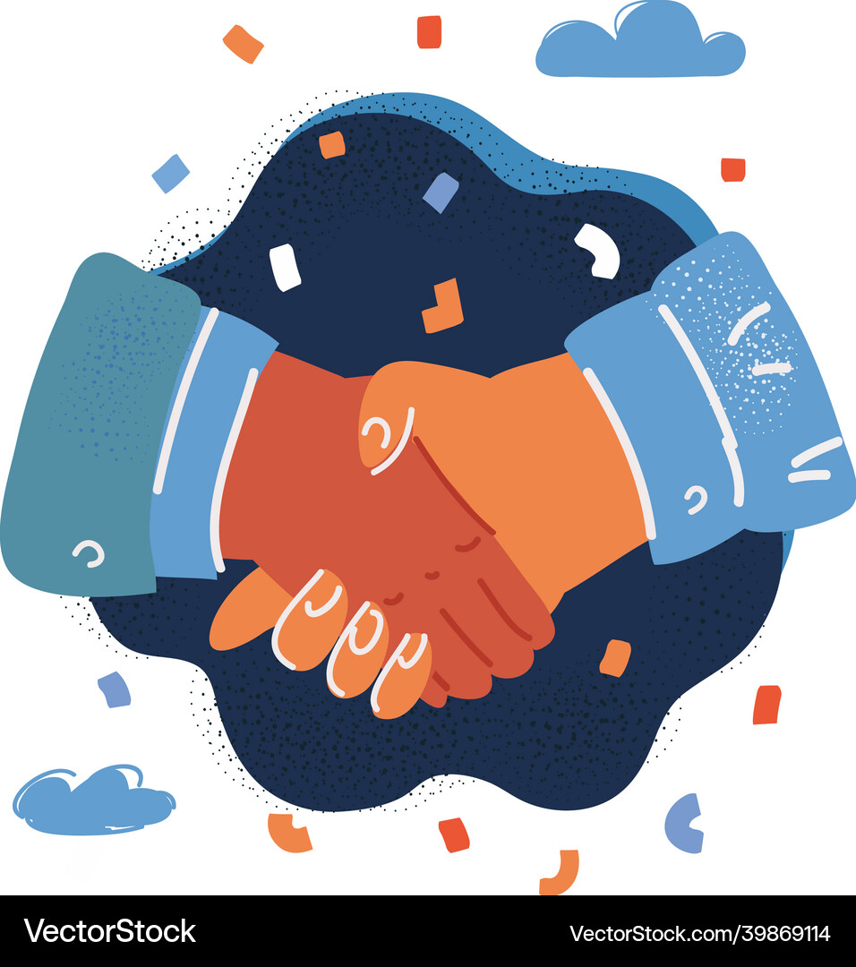 Handshake over dark Royalty Free Vector Image - VectorStock