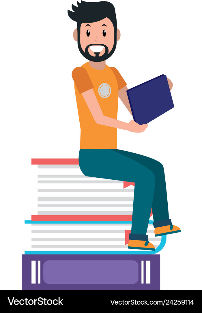 Online education man cartoon Royalty Free Vector Image
