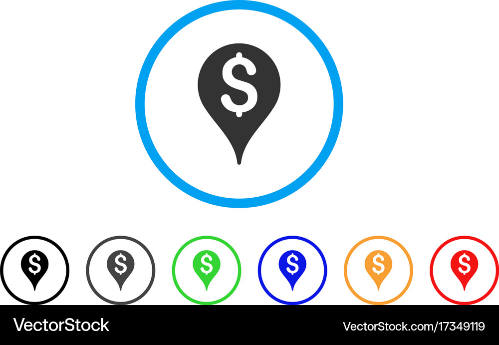 Bank map marker rounded icon Royalty Free Vector Image