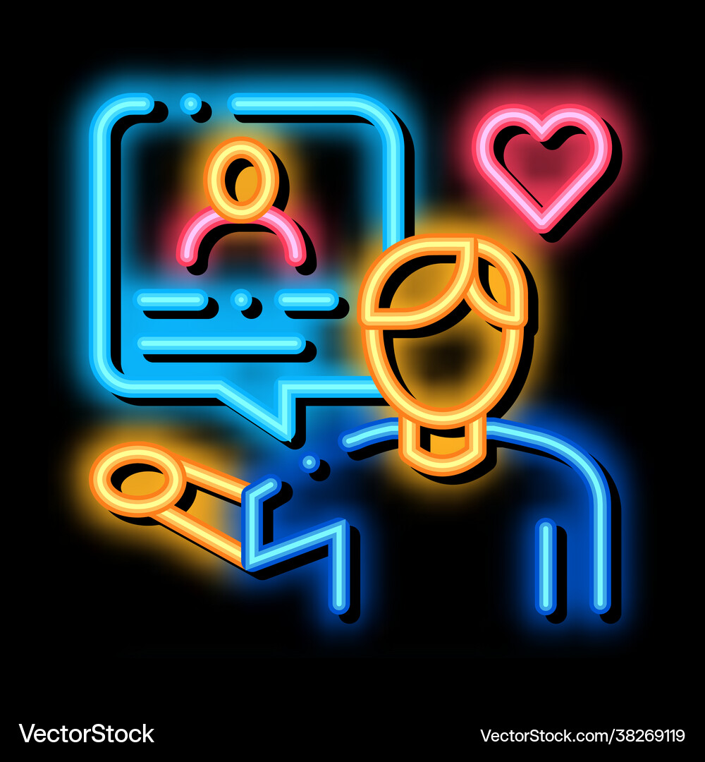 Conversation about loved one neon glow icon Vector Image