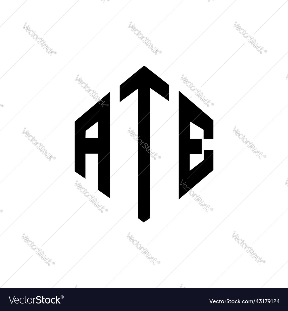 Ate letter logo design with polygon shape Vector Image