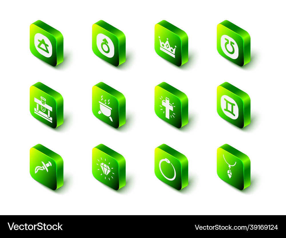 Set mars king crown life gemini zodiac Royalty Free Vector