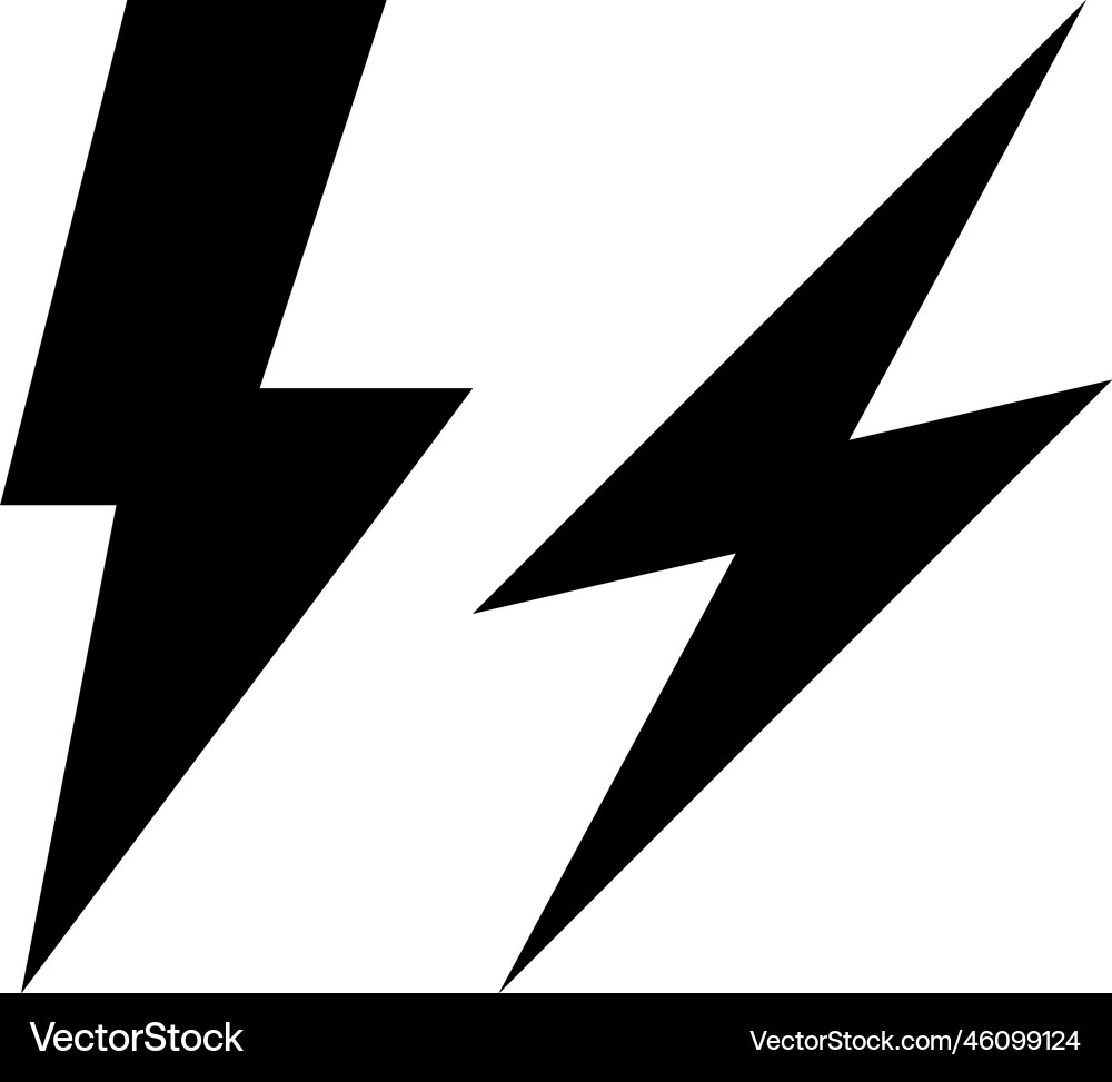 Simple lightning bolt strike icon set Royalty Free Vector