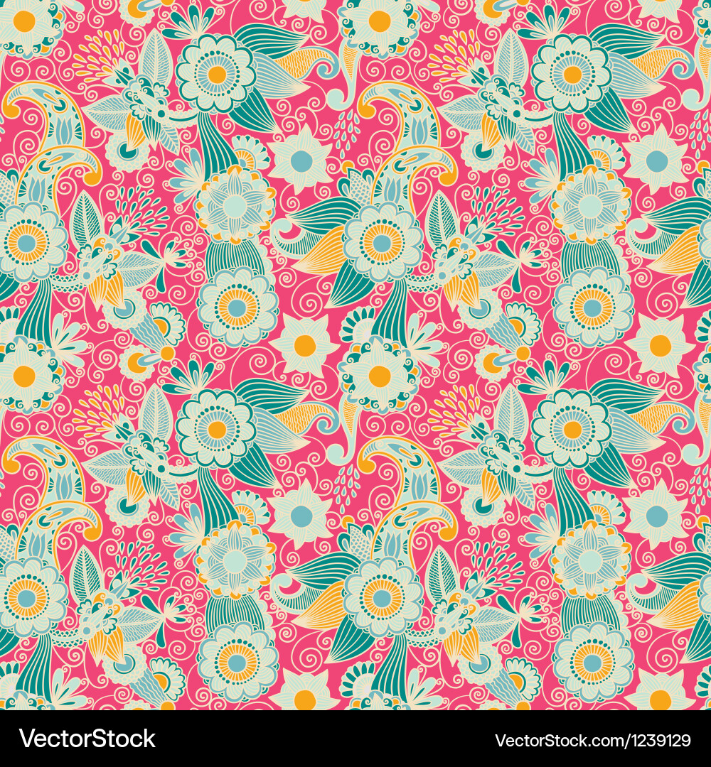 Seamless flower paisley design background Vector Image