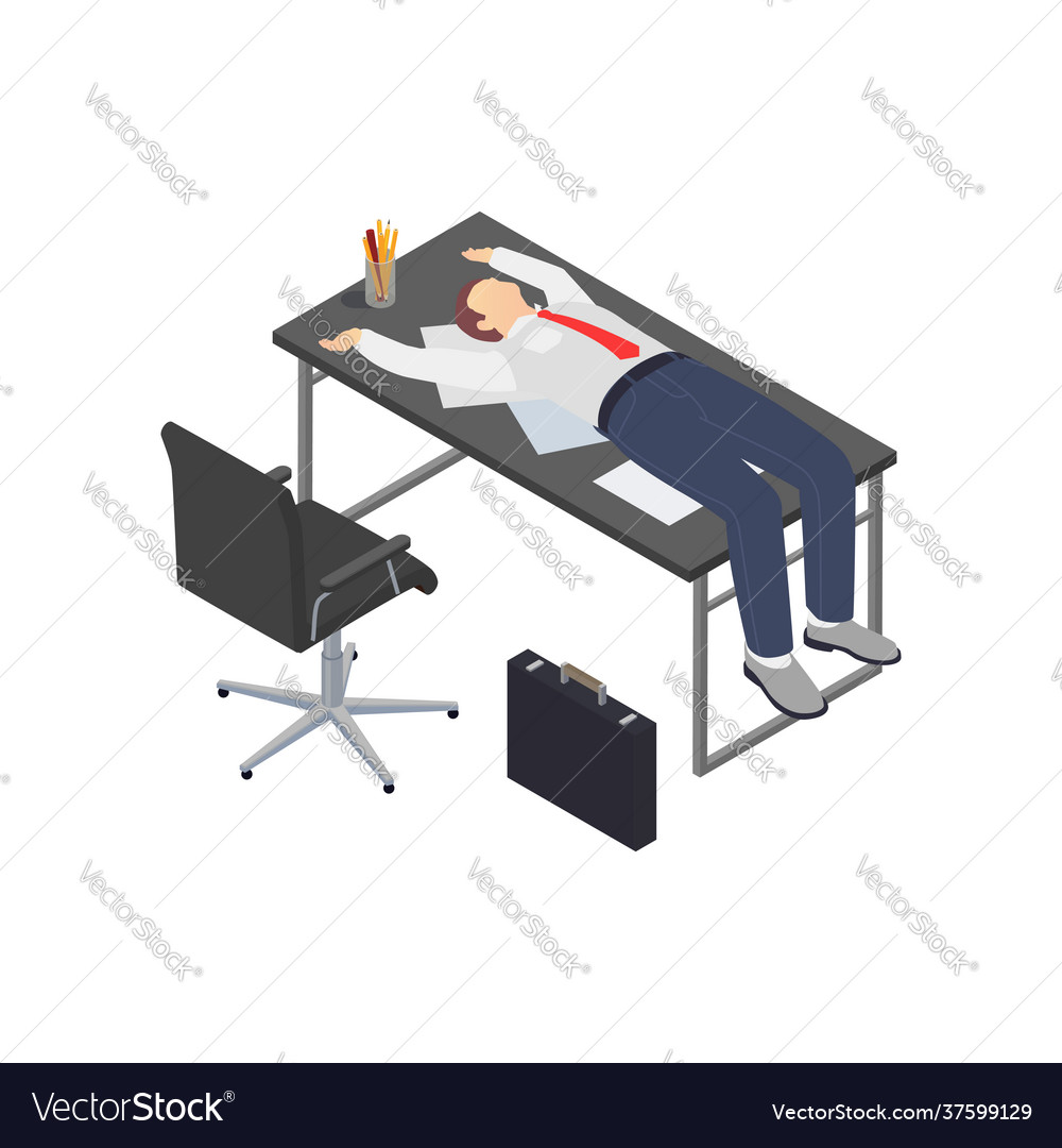 Sleeping on table composition Royalty Free Vector Image