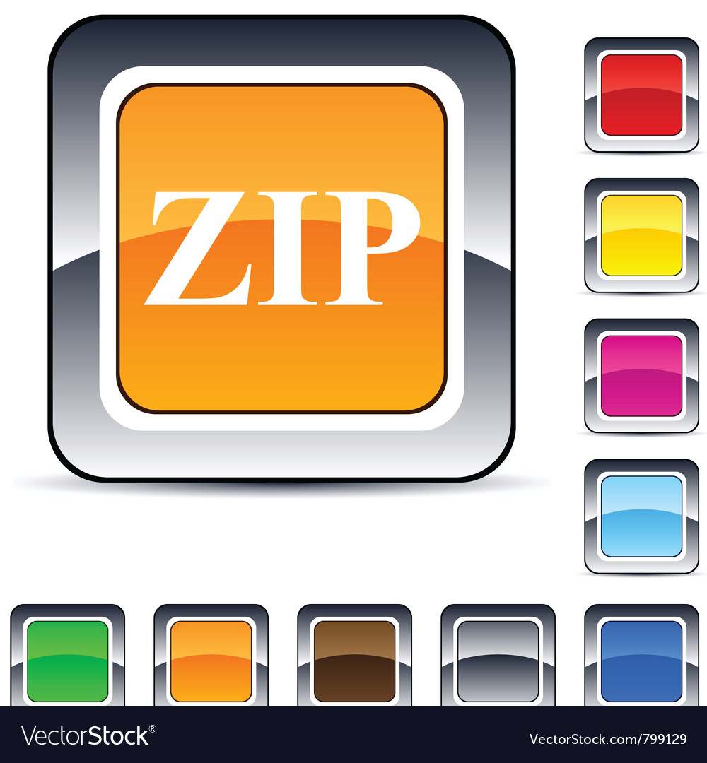 Zip square button Royalty Free Vector Image - VectorStock