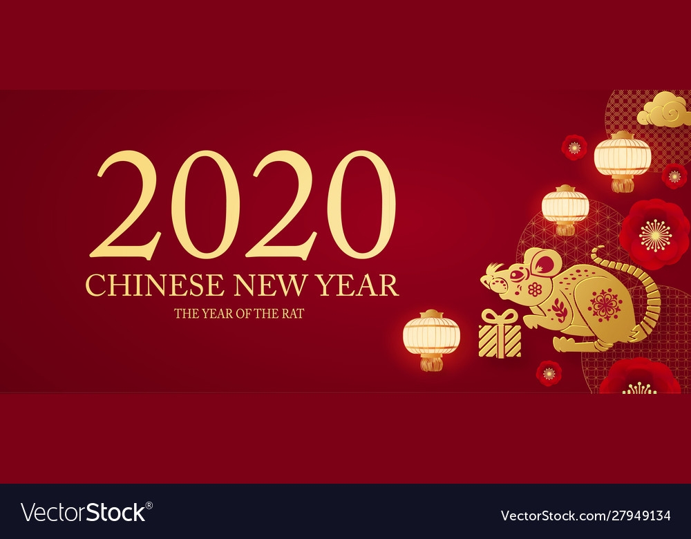 Chinese new 2020 year celebration template Vector Image