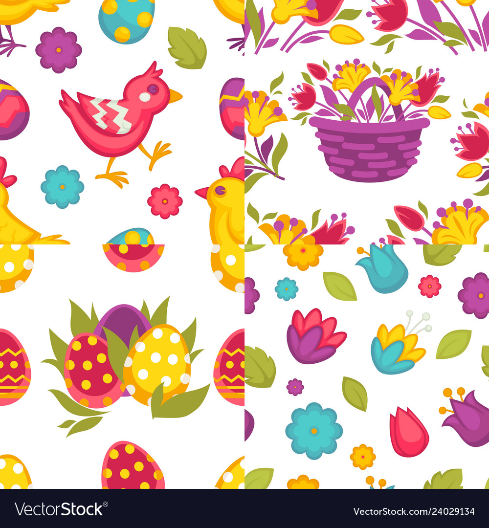 Collection spring easter seamless patterns Vector Image