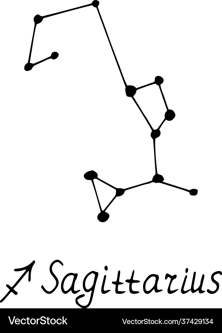Constellation sagittarius and lettering hand Vector Image