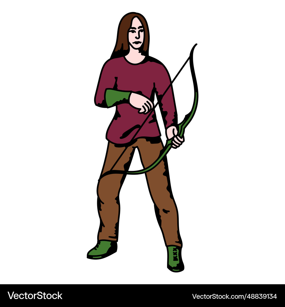 Female archer bow and arrow Royalty Free Vector Image