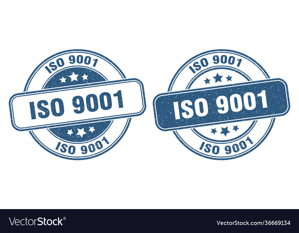 Iso 9001 stamp label round grunge sign Royalty Free Vector