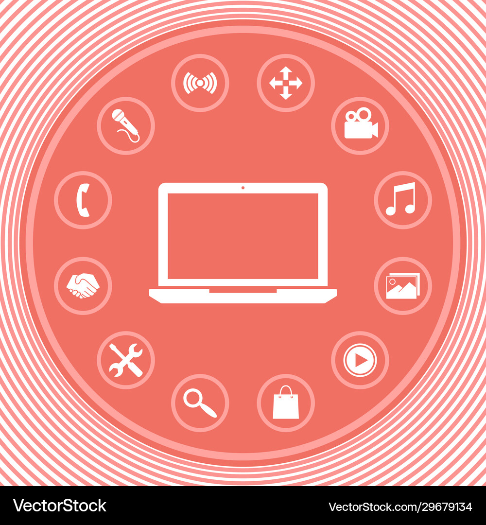 Laptop symbol icon graphic elements Royalty Free Vector
