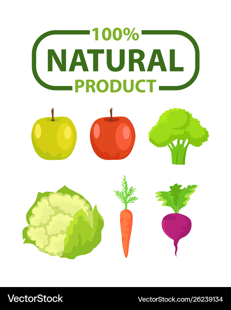 Natural product vegetable and fruit poster Vector Image
