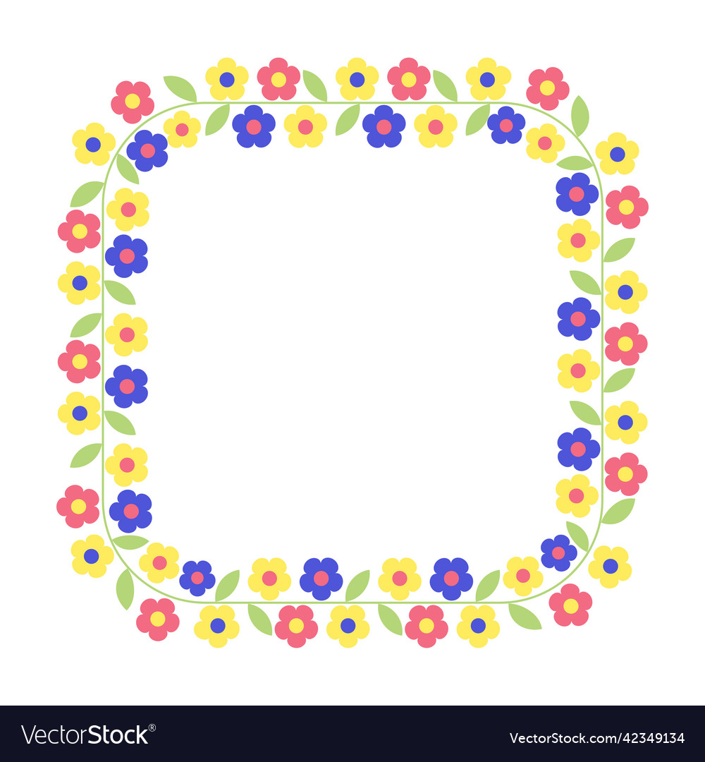 Square floral frame flowers border Royalty Free Vector Image Square floral frame flowers border Royalty Free Vector Image