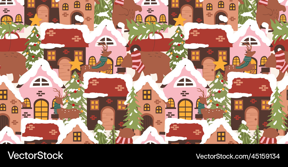 Winter and christmas themed seamless pattern Vector Image