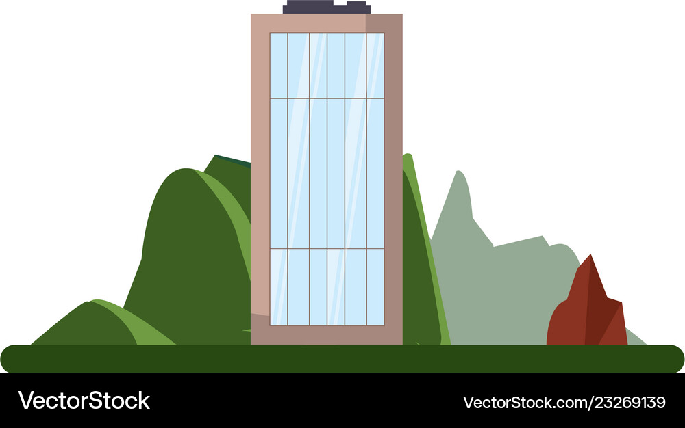 Building in the landscape outline Royalty Free Vector Image