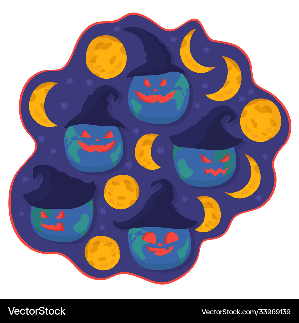 Evil earths set smiling Royalty Free Vector Image