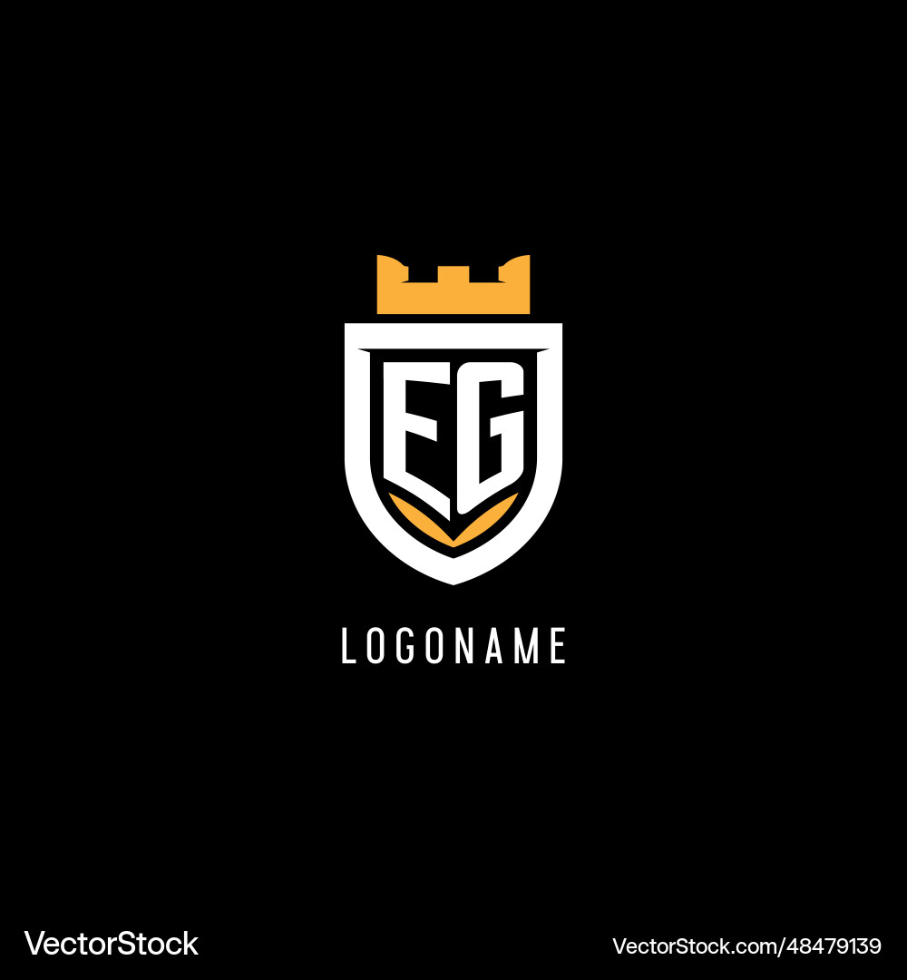 Initial eg logo with shield esport gaming Vector Image