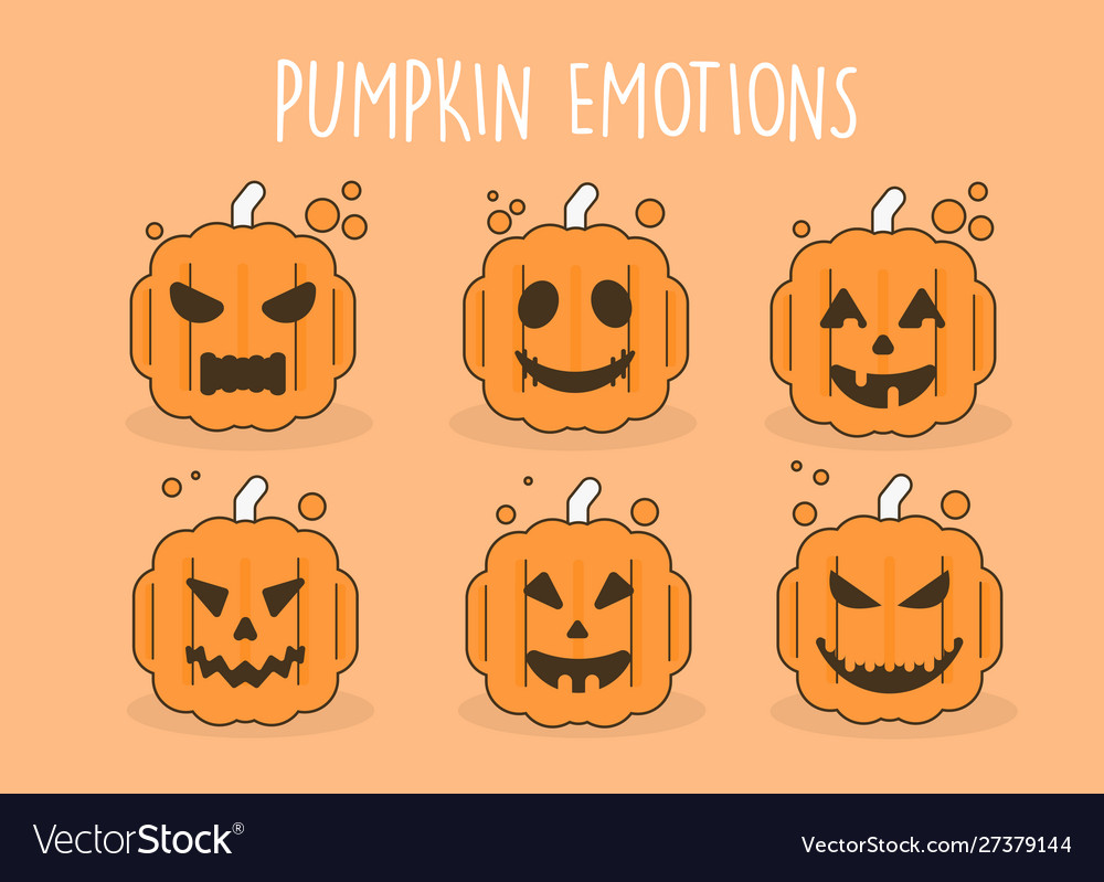 Abstract pumpkin with various emotions Royalty Free Vector