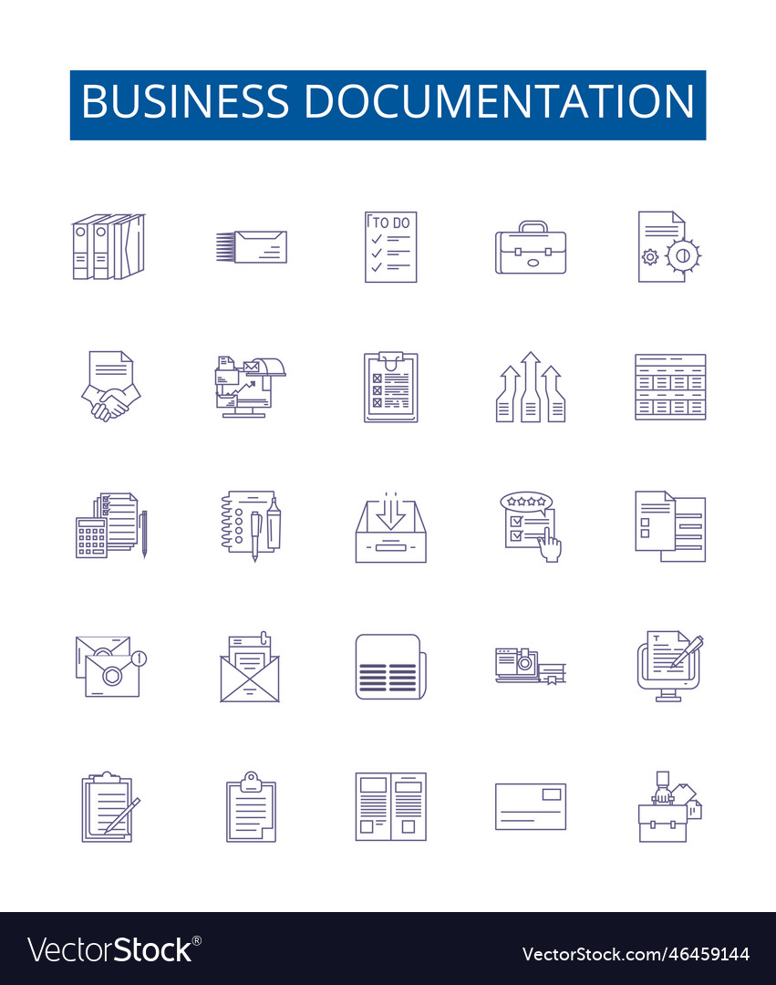 Business documentation line icons signs set Vector Image